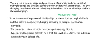 Sociology (society) ppt for GNM first year students | PPTX