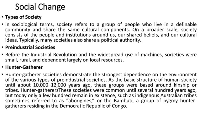Society ,Classifications of Society on basic of Social Change | PPT