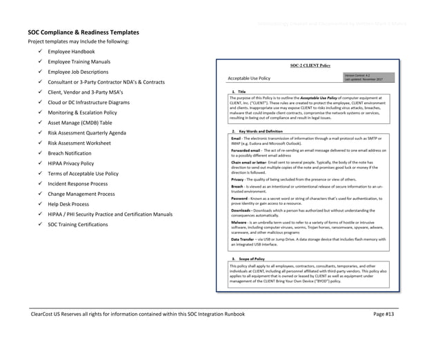 SOC Certification Runbook Template | PDF