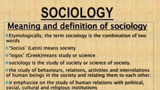 Introduction to Sociology | PPT