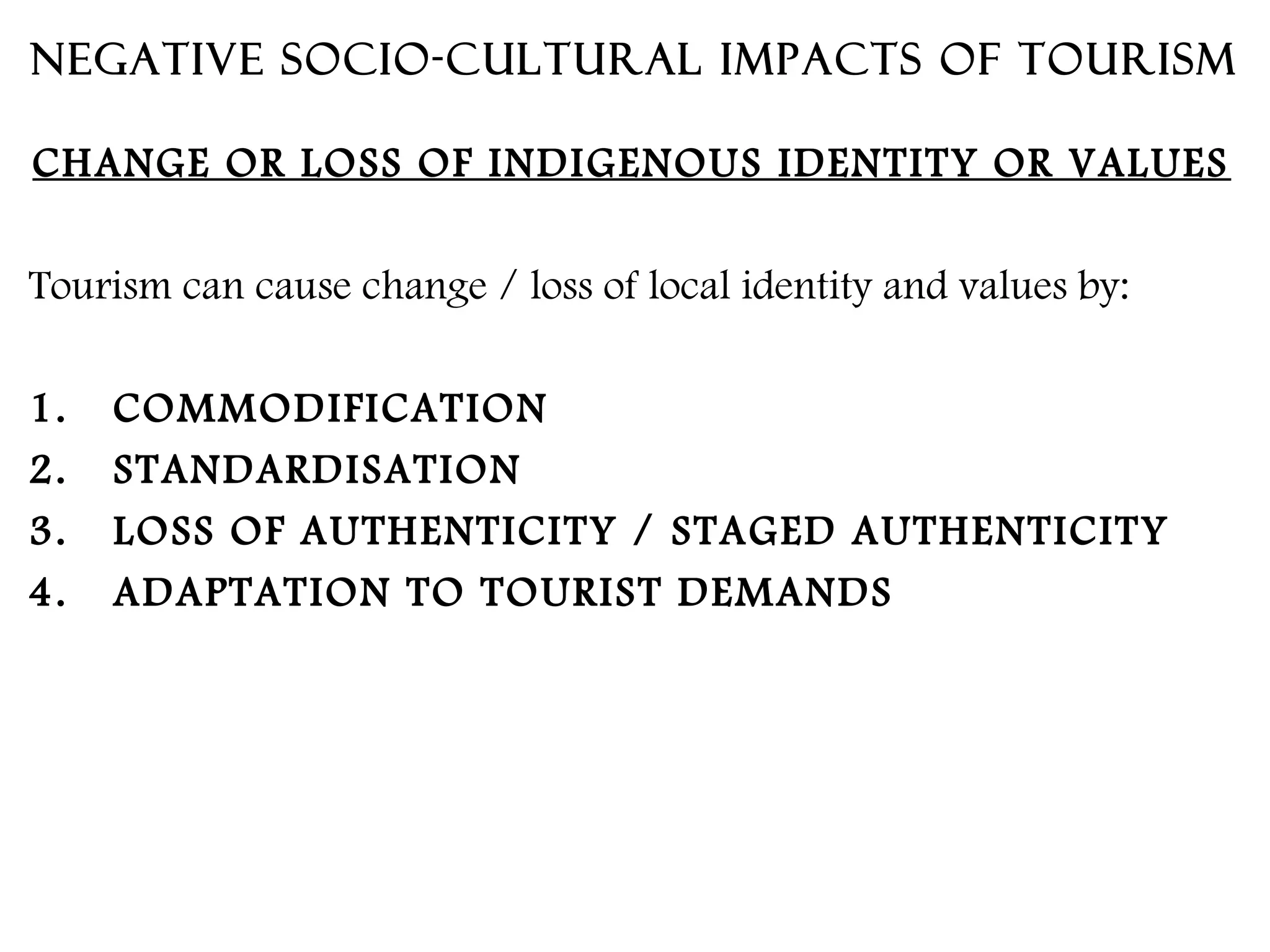 SOCIO-CULTURAL IMPACTS OF TOURISM | PPT