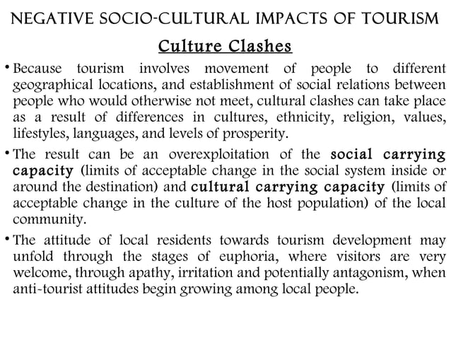 SOCIO-CULTURAL IMPACTS OF TOURISM | PPT