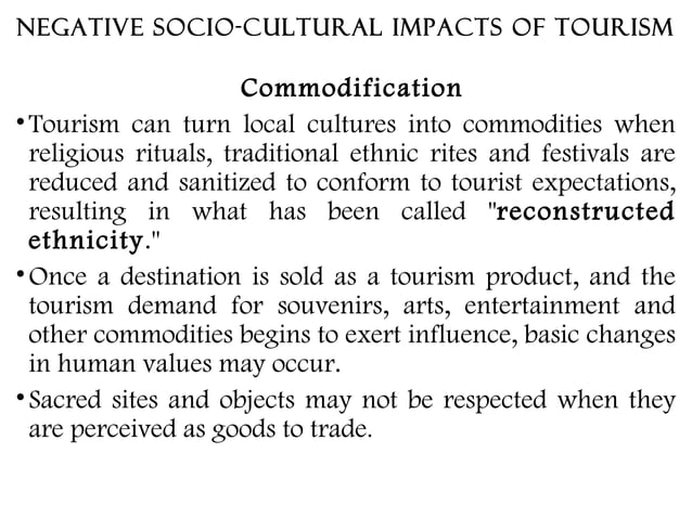 SOCIO-CULTURAL IMPACTS OF TOURISM | PPT | Travel Preparation and Advice ...