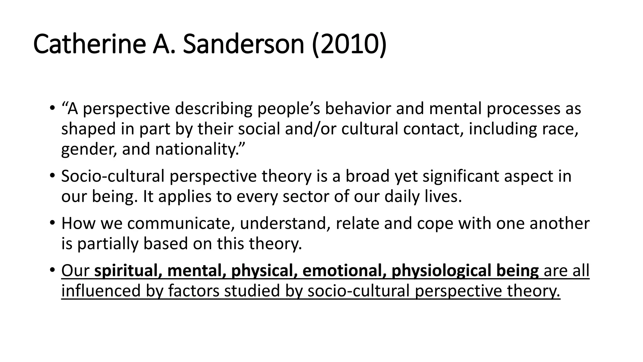 Socio cultural perspective | PPTX