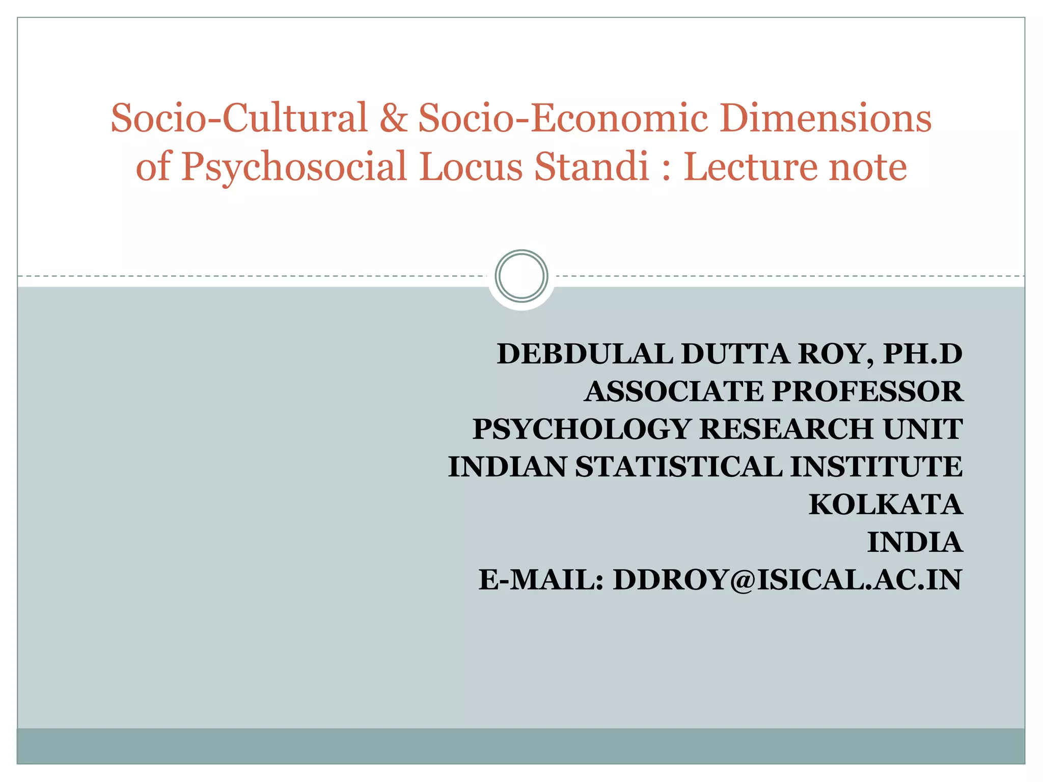 Socio cultural & socio-economic dimensions pps | PPT