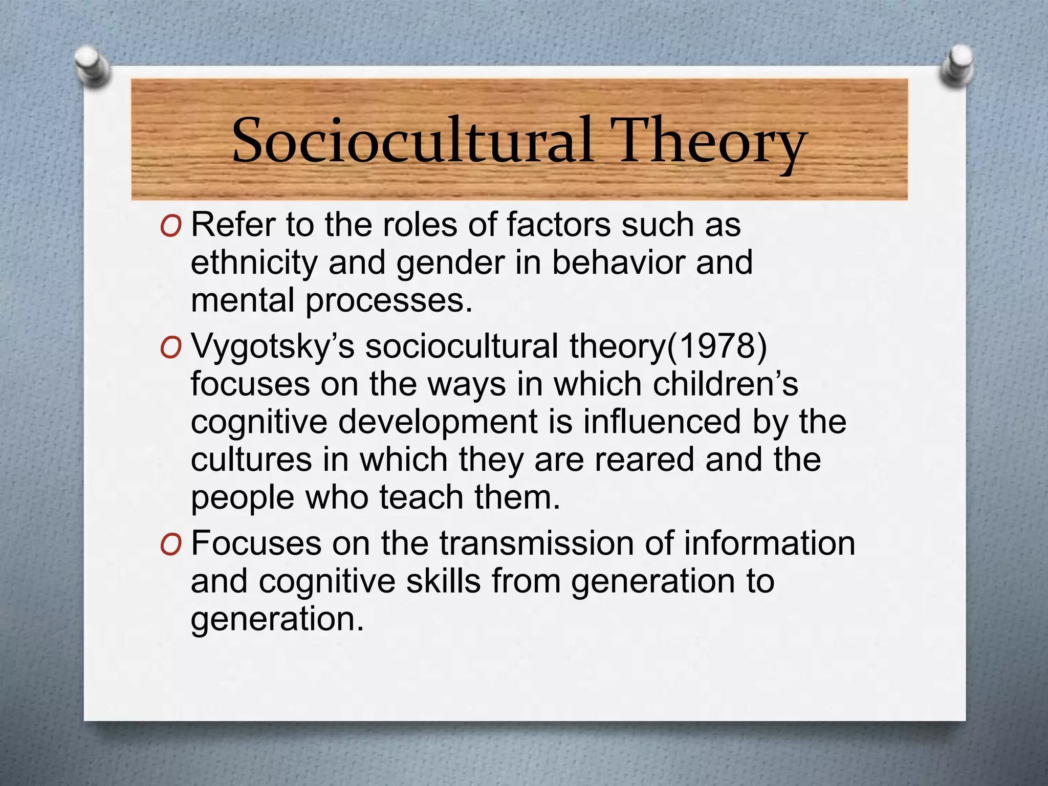 Socio-Cultural Theory by Lev Vygotsky | PPTX