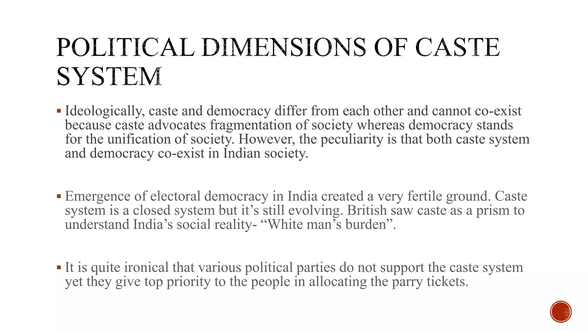 Socio-economic and Political Dimensions of Caste System.pptx