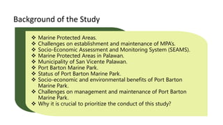 Socio-Economic Assessment and Monitoring of Port Barton Marine Park in ...