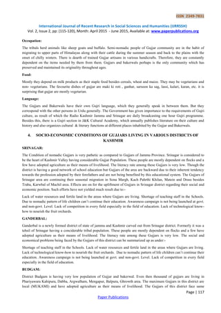 Socio-Economic Conditions of Gujjar and Bakerwal Tribes of Kashmir | PDF