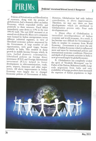 Socio economic impact of globalization in India - An Overview | PDF