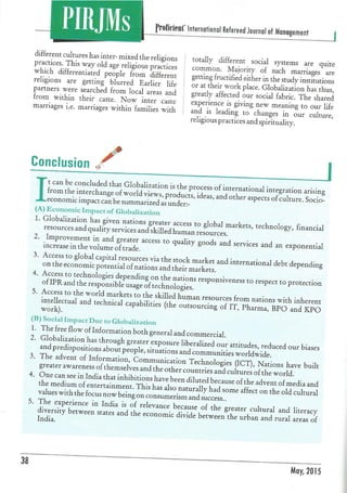 Socio economic impact of globalization in India - An Overview | PDF