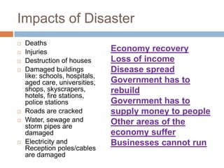 Socio economic impacts of natural disasters | PPTX