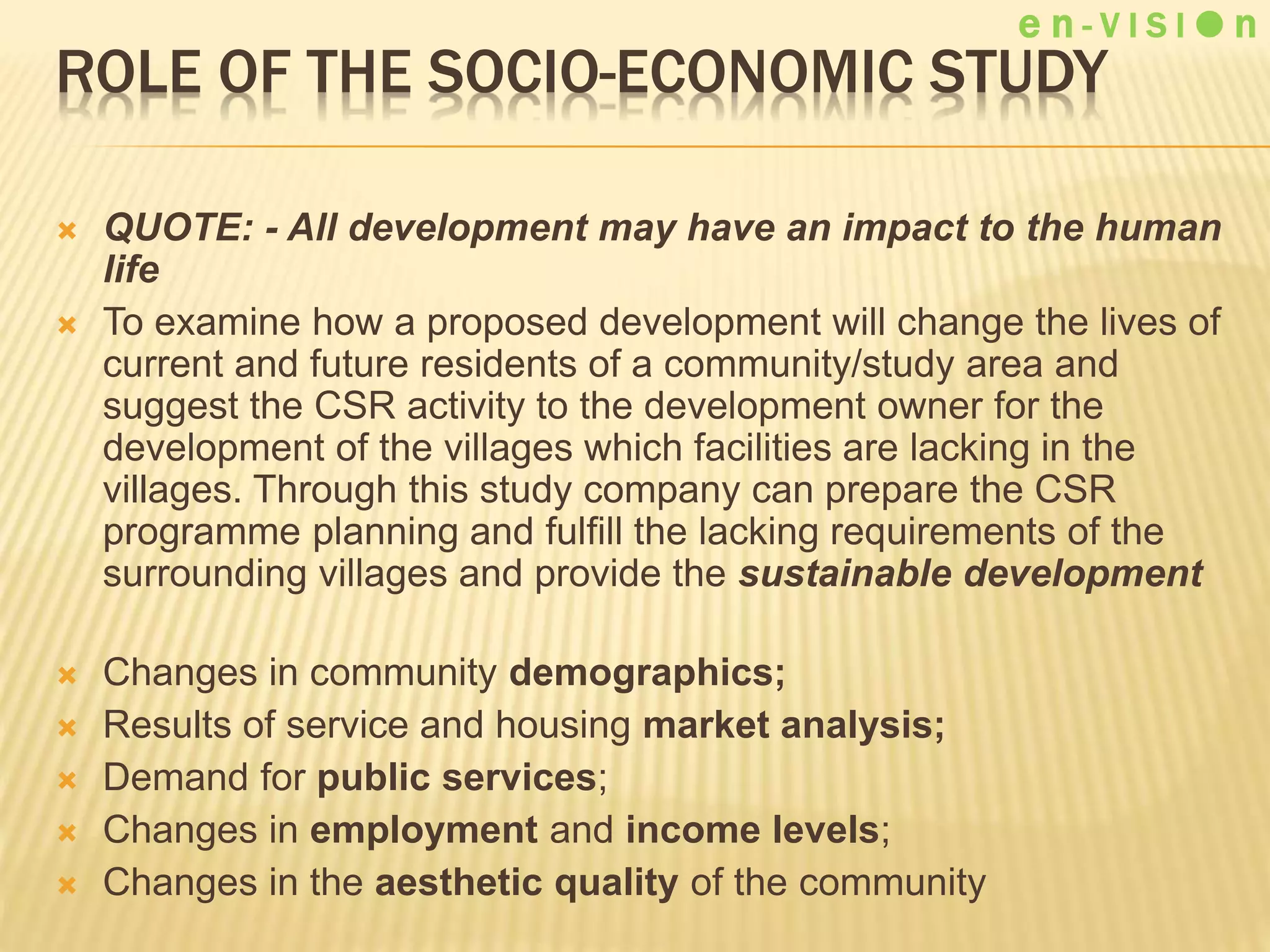 Socio economic study in eia | PPTX