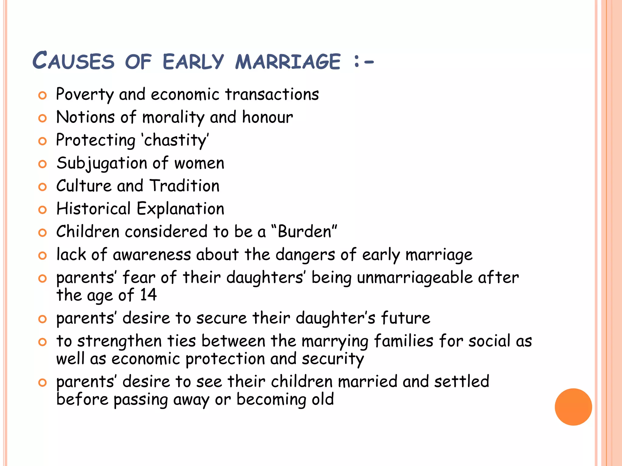 Socio psychological effect of early marriages | PPTX