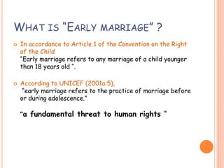 Socio psychological effect of early marriages | PPTX