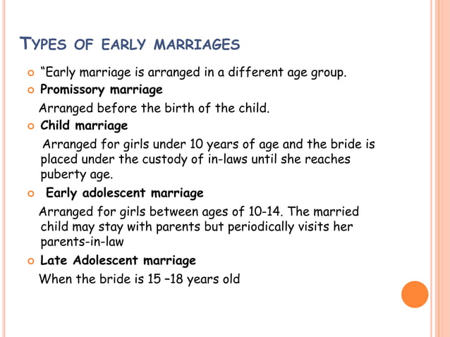 Socio psychological effect of early marriages | PPTX | Marriage and ...