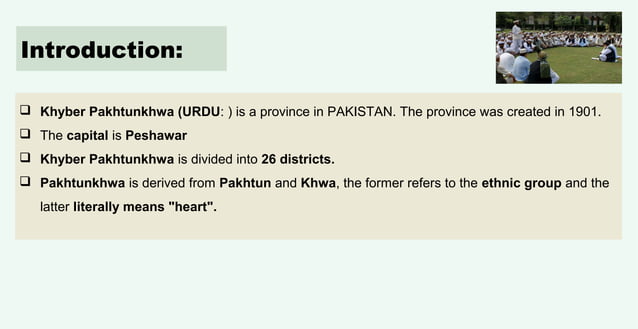 Khyber pakhtunkhwa and its traditions | PPT | Cooking | Food & Drink