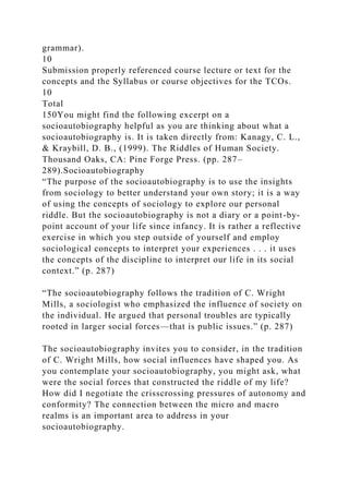Socioautobiography Assignment GuidelinesThe purpose of this assign.docx