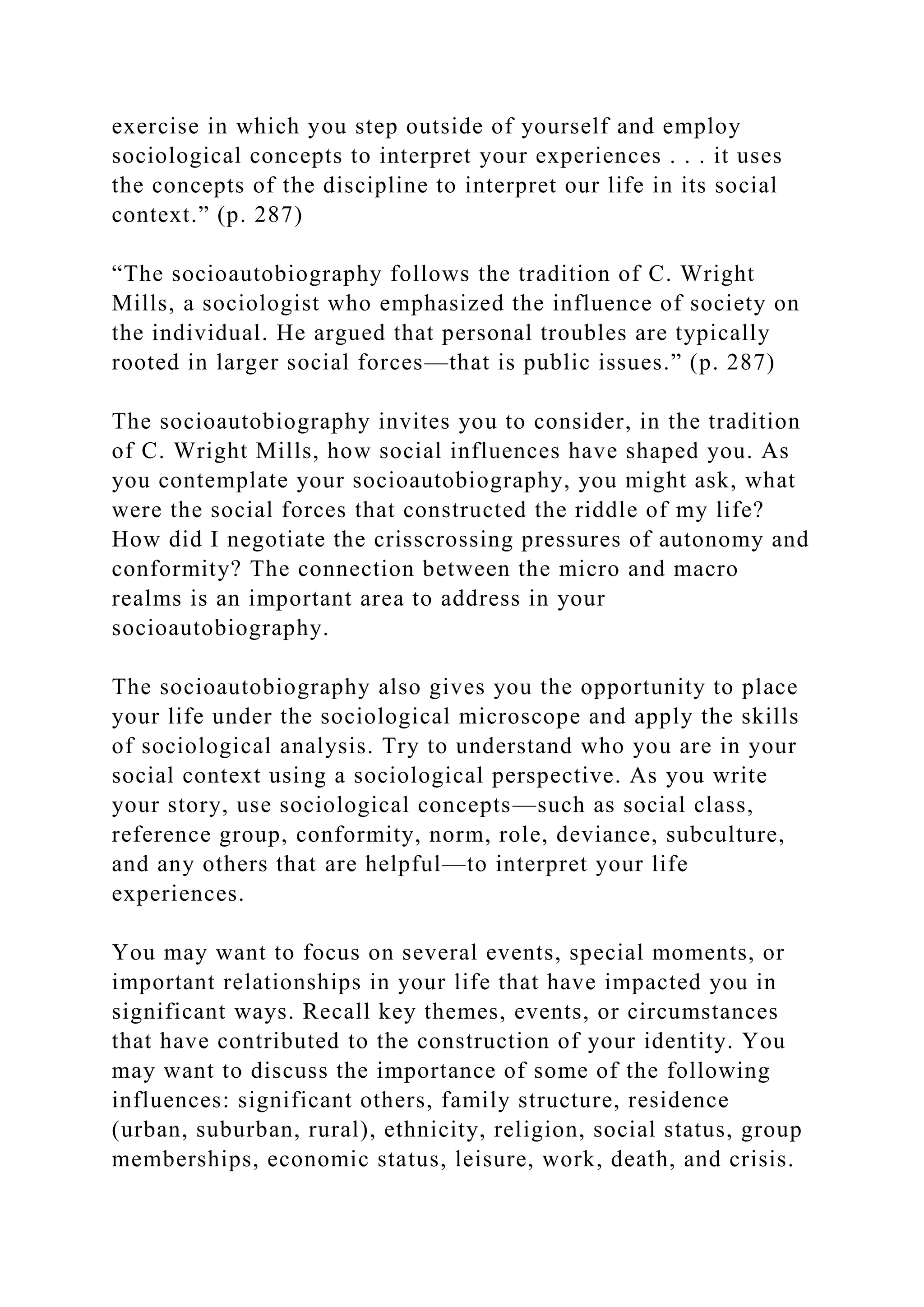 Socioautobiography TIP SheetChecklistThe body of my p.docx