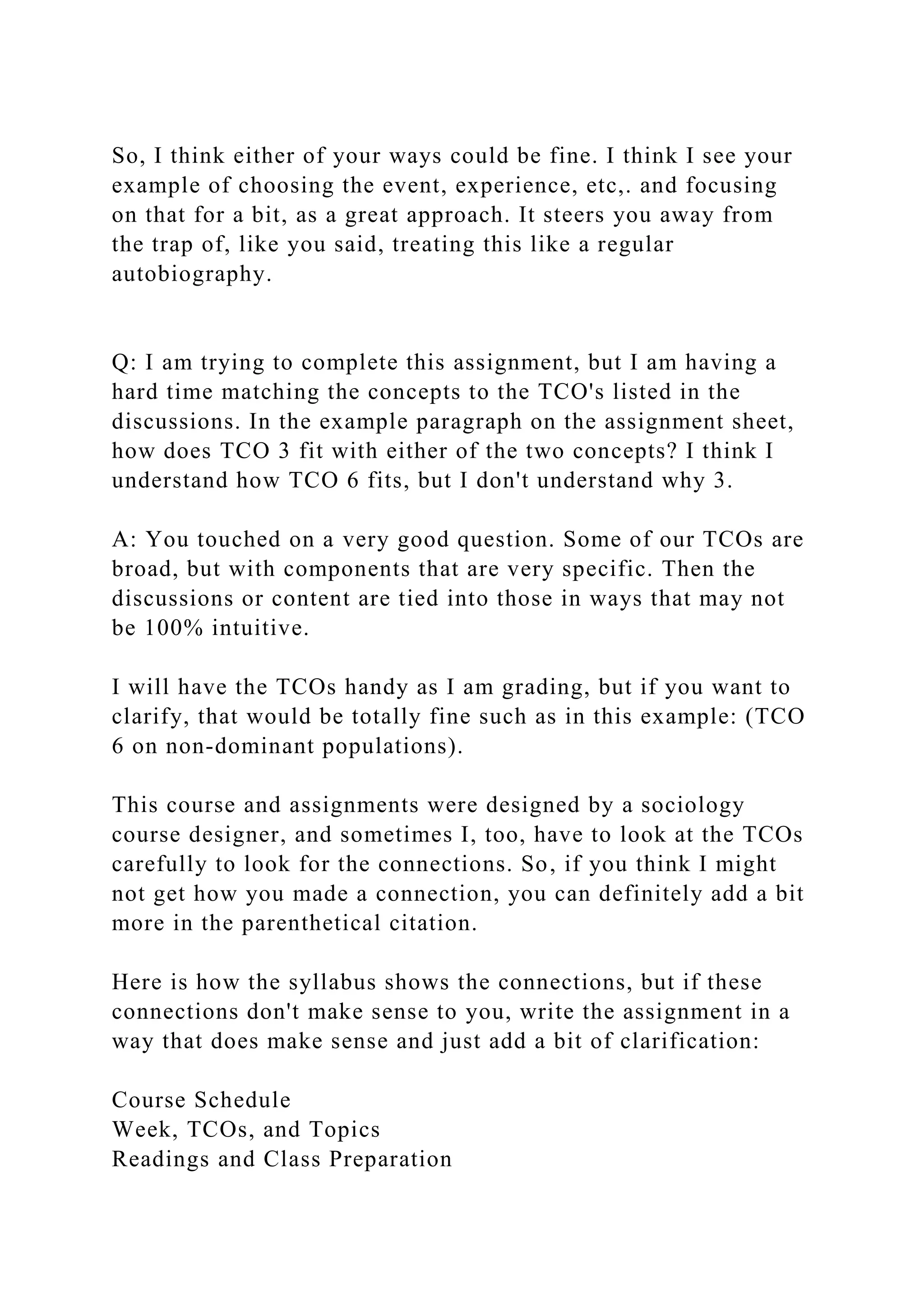 Socioautobiography TIP SheetChecklistThe body of my p.docx | College ...