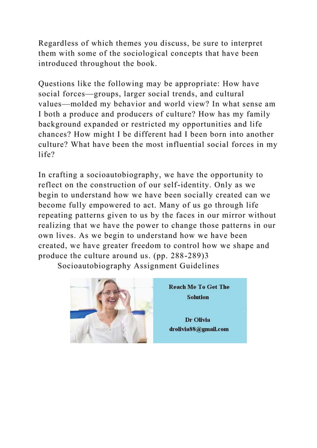 Socioautobiography TIP SheetChecklistThe body of my p.docx