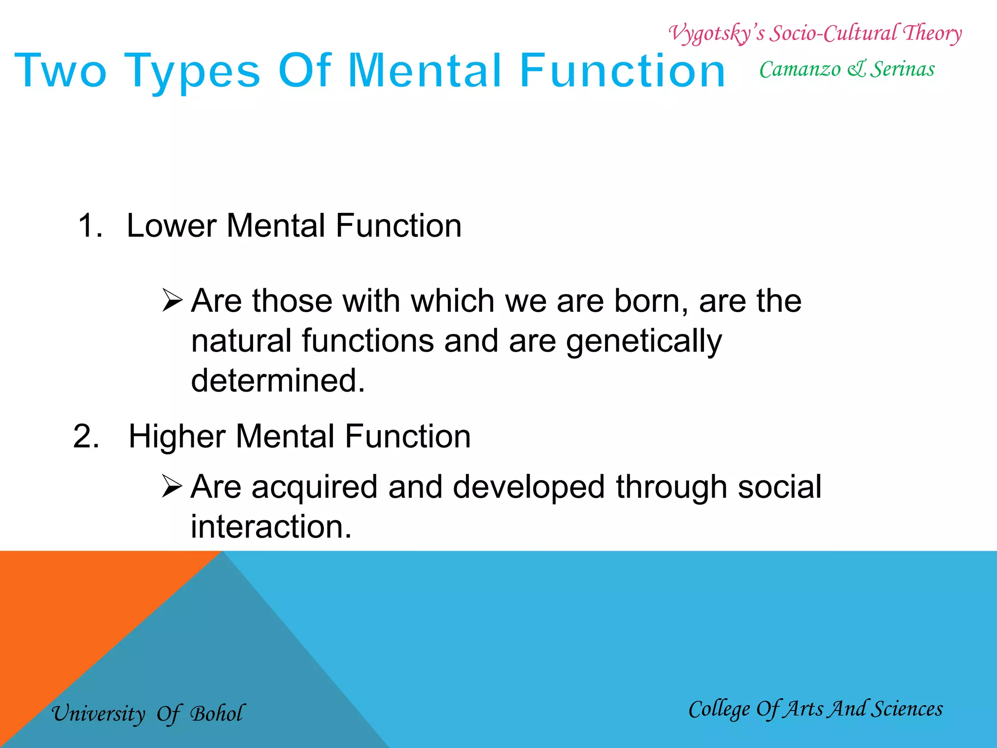 Socio Cultural Theory by Lev Vygotsky | PPTX