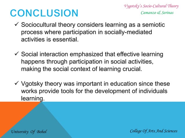 Socio Cultural Theory by Lev Vygotsky | PPTX