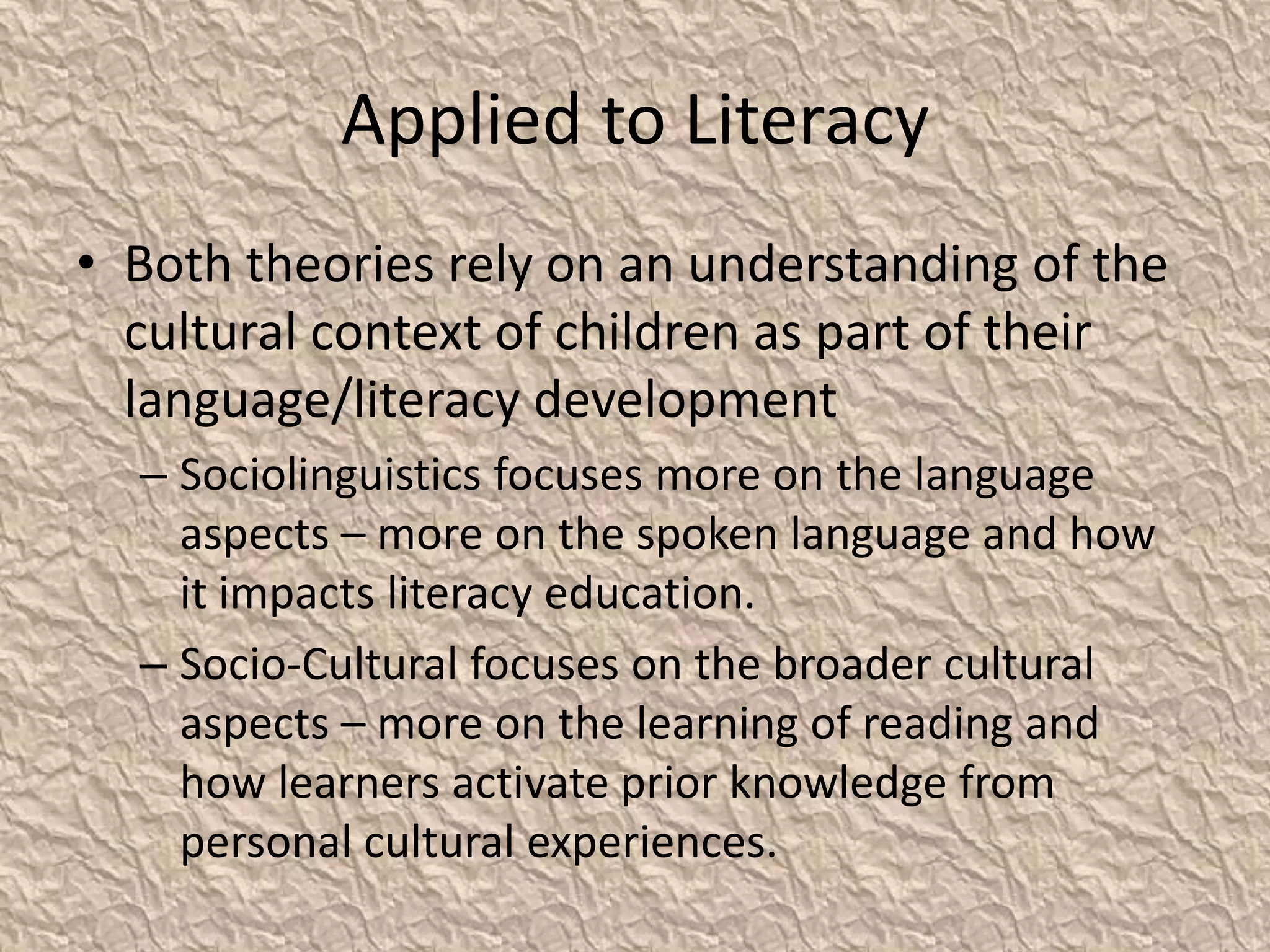 Sociocultural And Sociolinguistic Theories Compared | PPTX