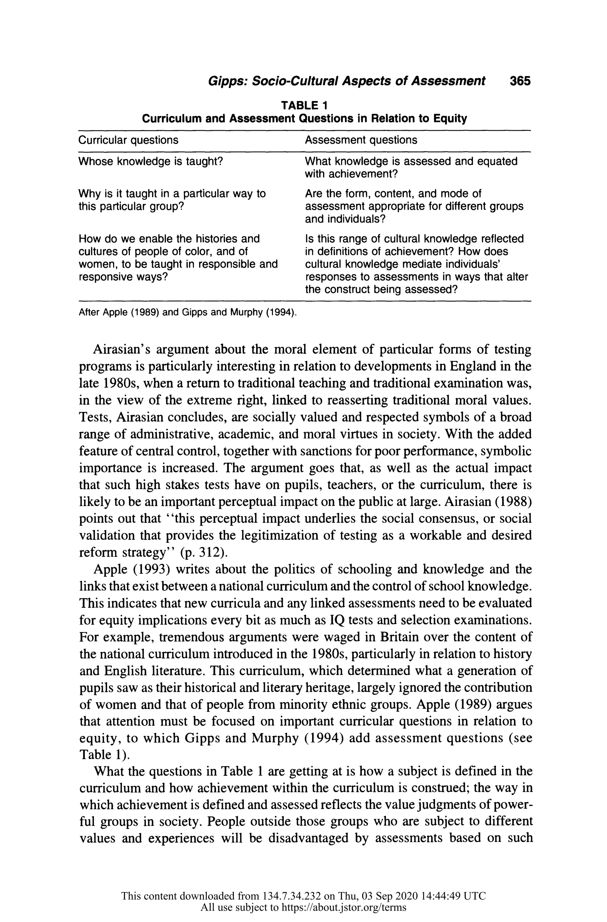 Sociocultural aspects of assessment (1) | PDF