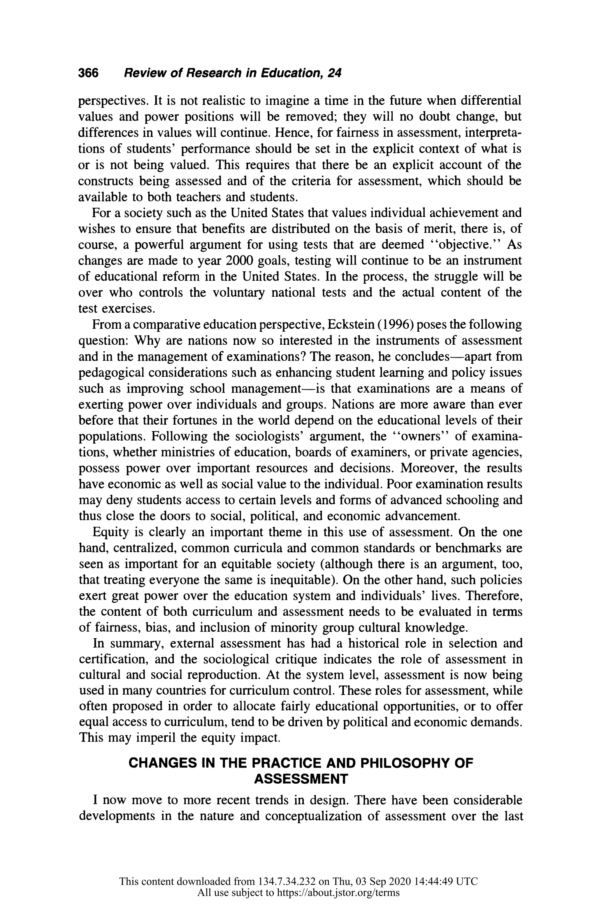 Sociocultural aspects of assessment (1) | PDF