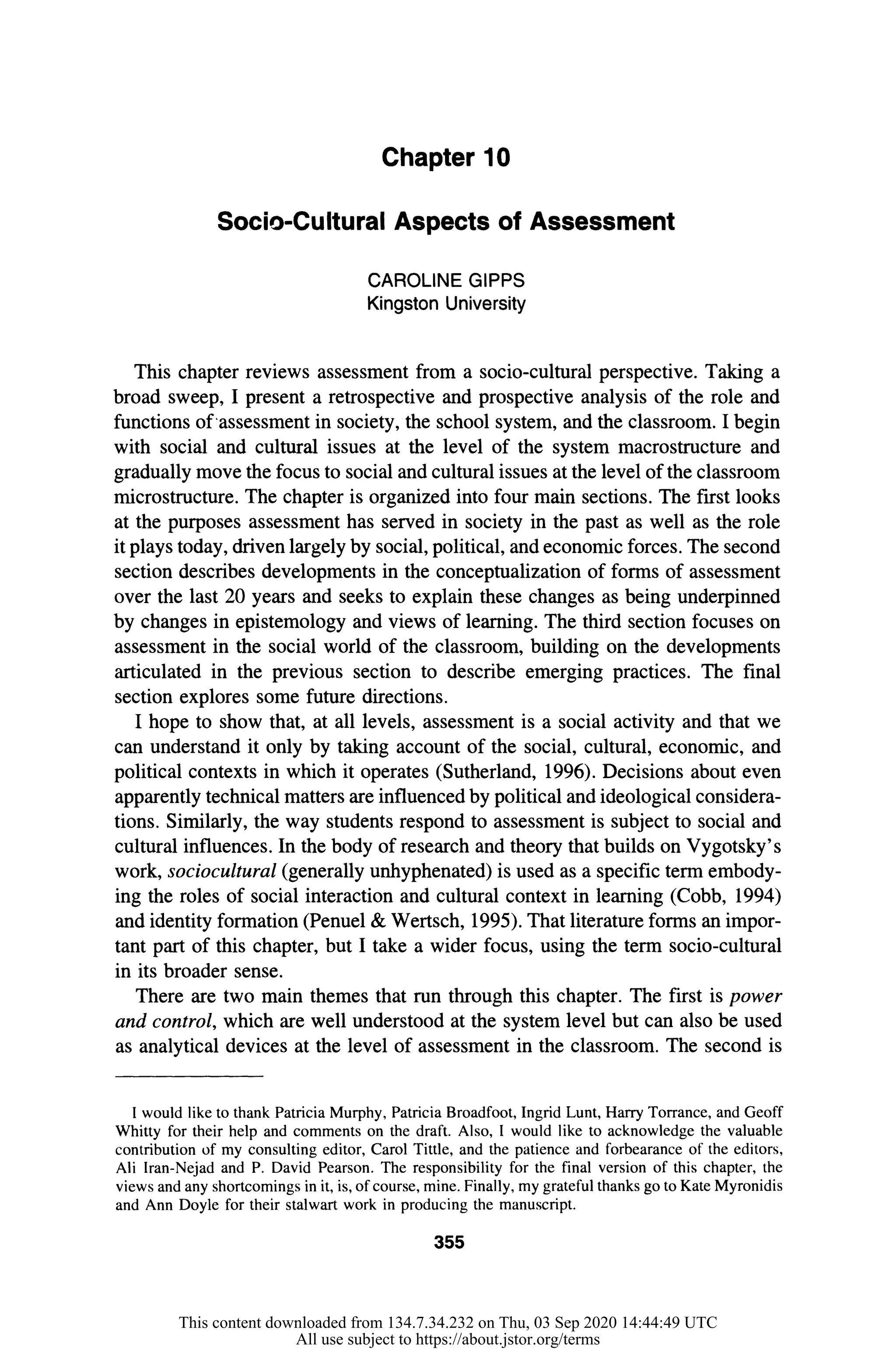 Sociocultural aspects of assessment (1) | PDF