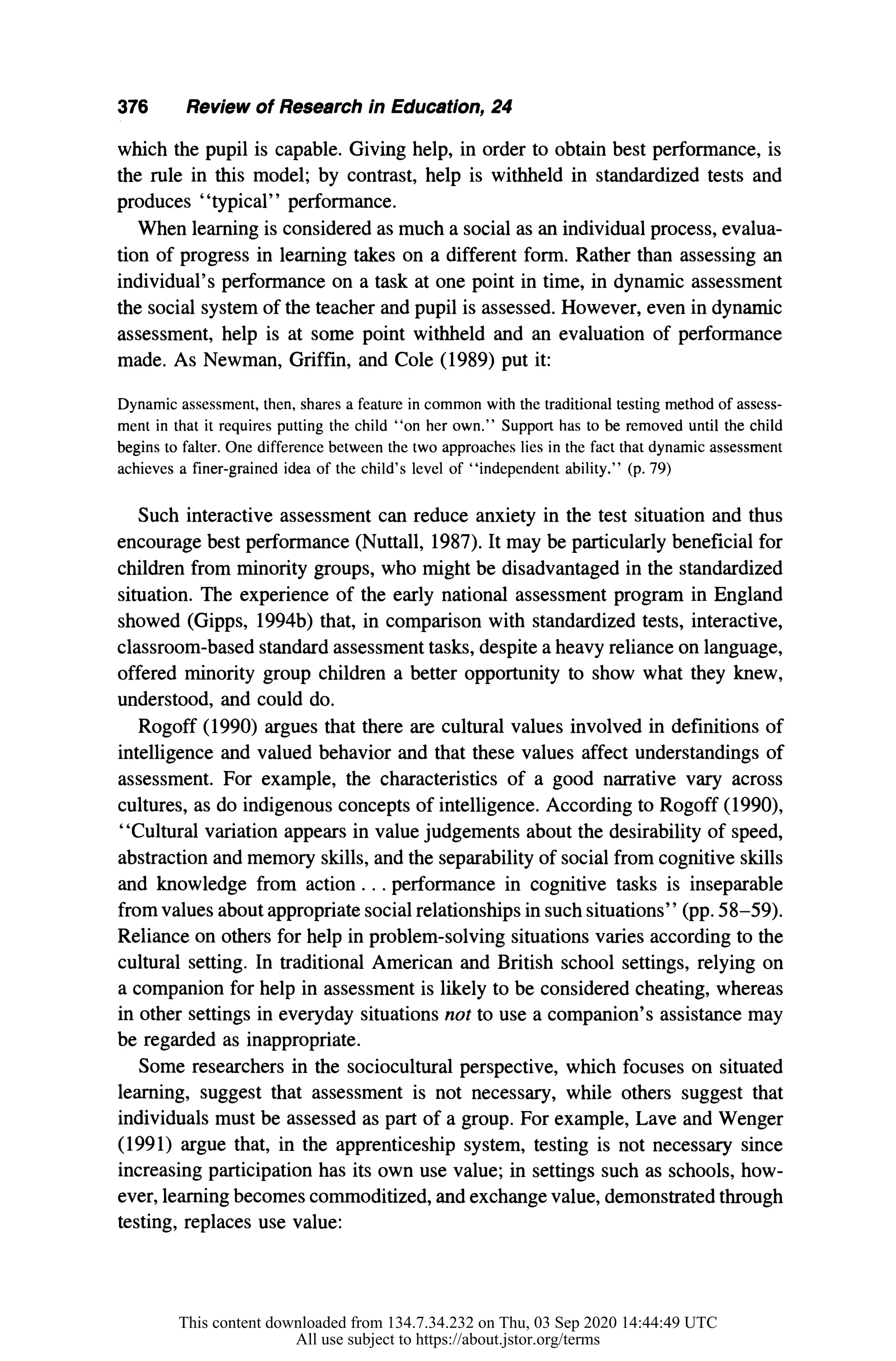 Sociocultural aspects of assessment (1) | PDF