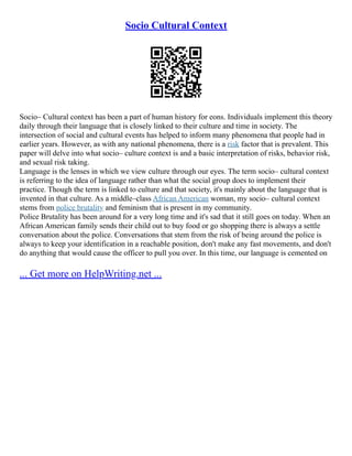 Socio Cultural Context | PDF