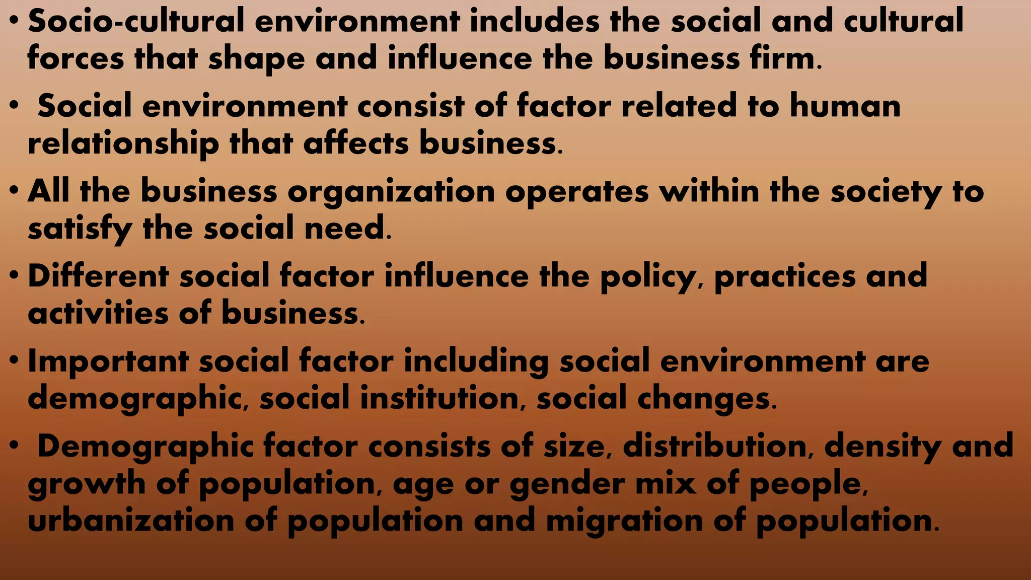 Socio cultural environment | PPTX