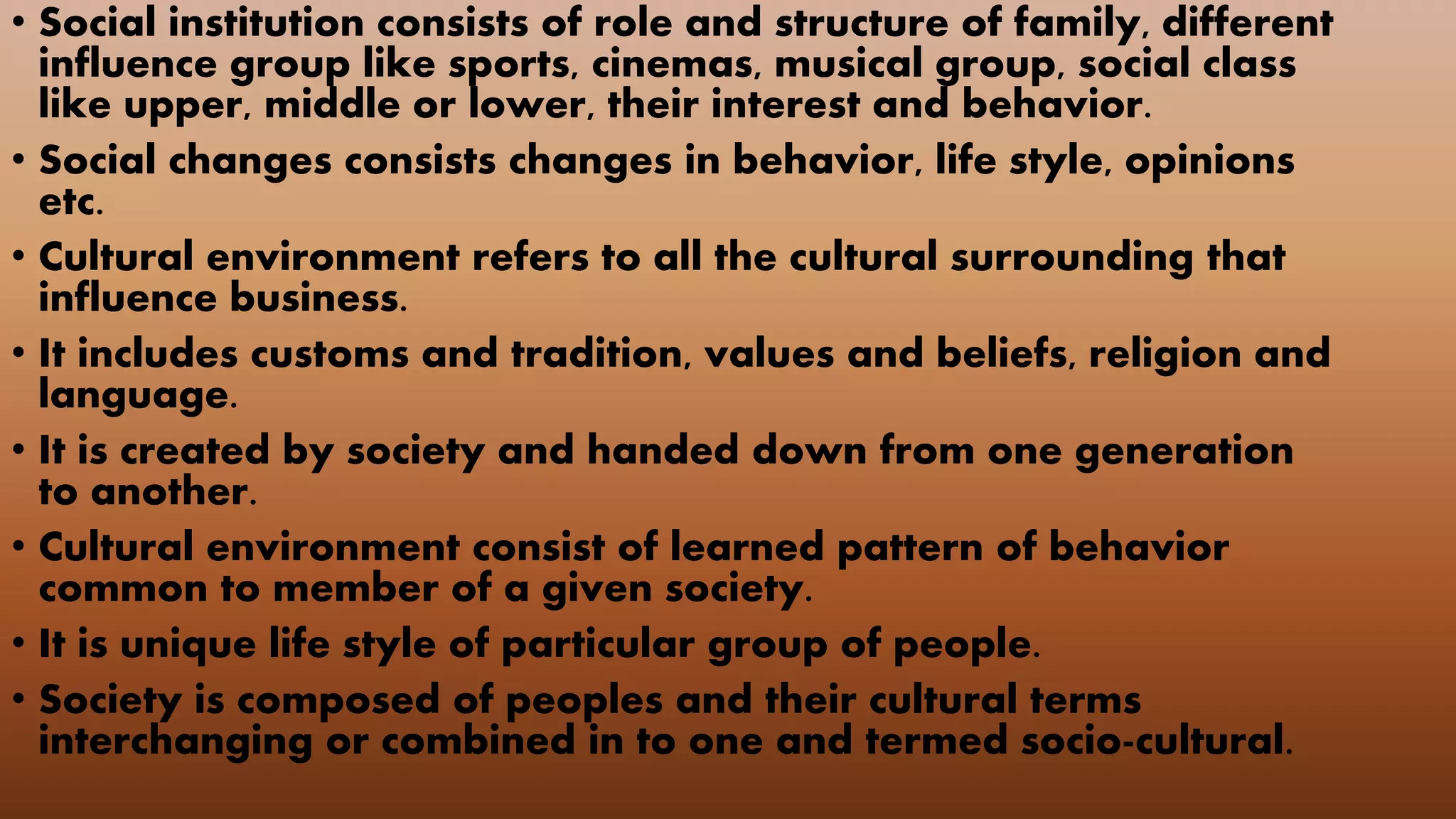 Socio cultural environment | PPTX