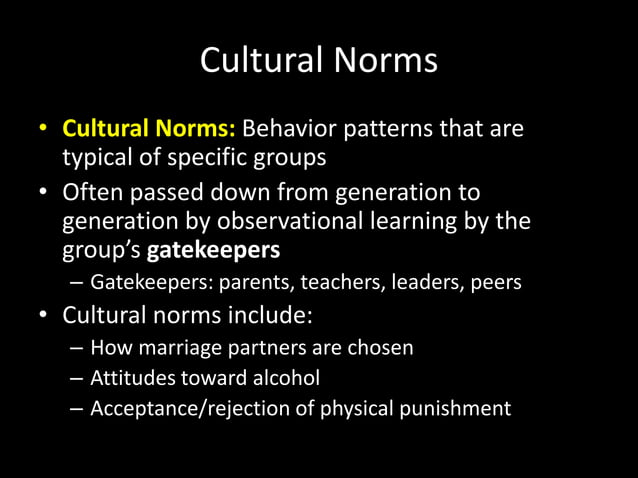 Sociocultural Level of Analysis: Social and Cultural Norms | PPT