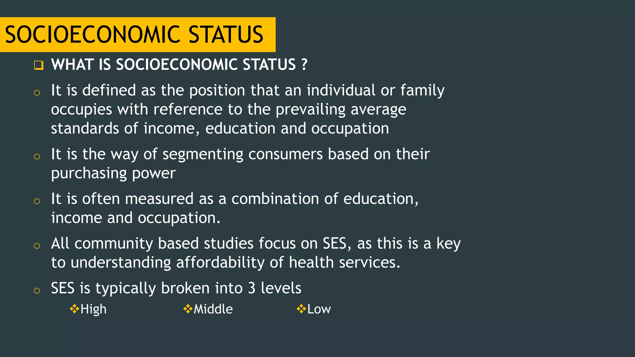 Socioeconomic scales and their importance | PPTX