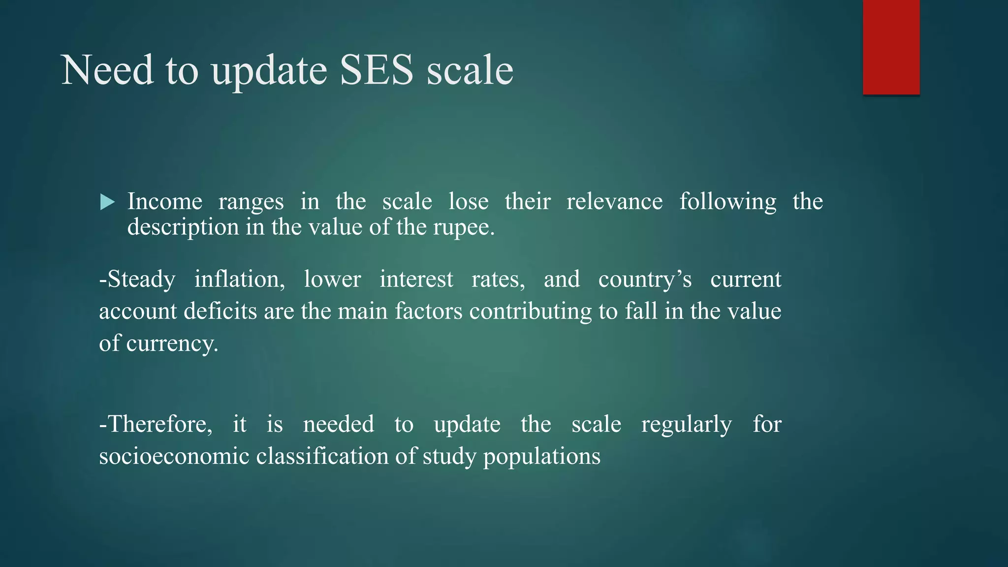 Socioeconomic status scale ppt | PPTX