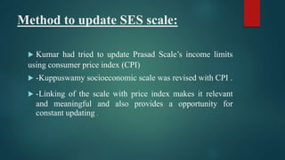 Socioeconomic status scale ppt | PPTX
