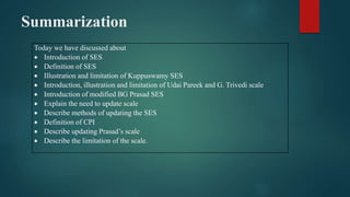Socioeconomic status scale ppt | PPTX