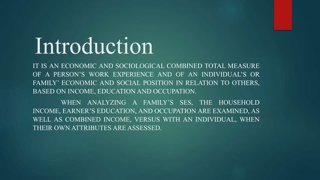 Socioeconomic status scale ppt | PPTX