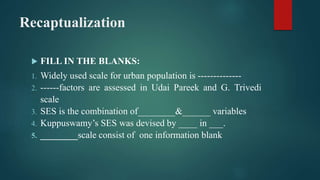 Socioeconomic status scale ppt | PPTX