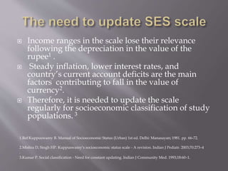 Socio eonomic status scale in India | PPTX