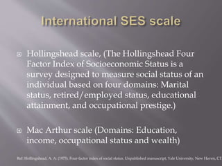 Socio eonomic status scale in India | PPTX