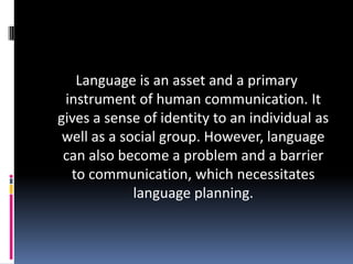 Language Planning and Language Policy | PPTX