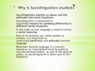 English language teaching- "Sociolinguistic" | PPTX