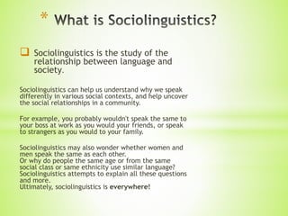 English language teaching- "Sociolinguistic" | PPTX