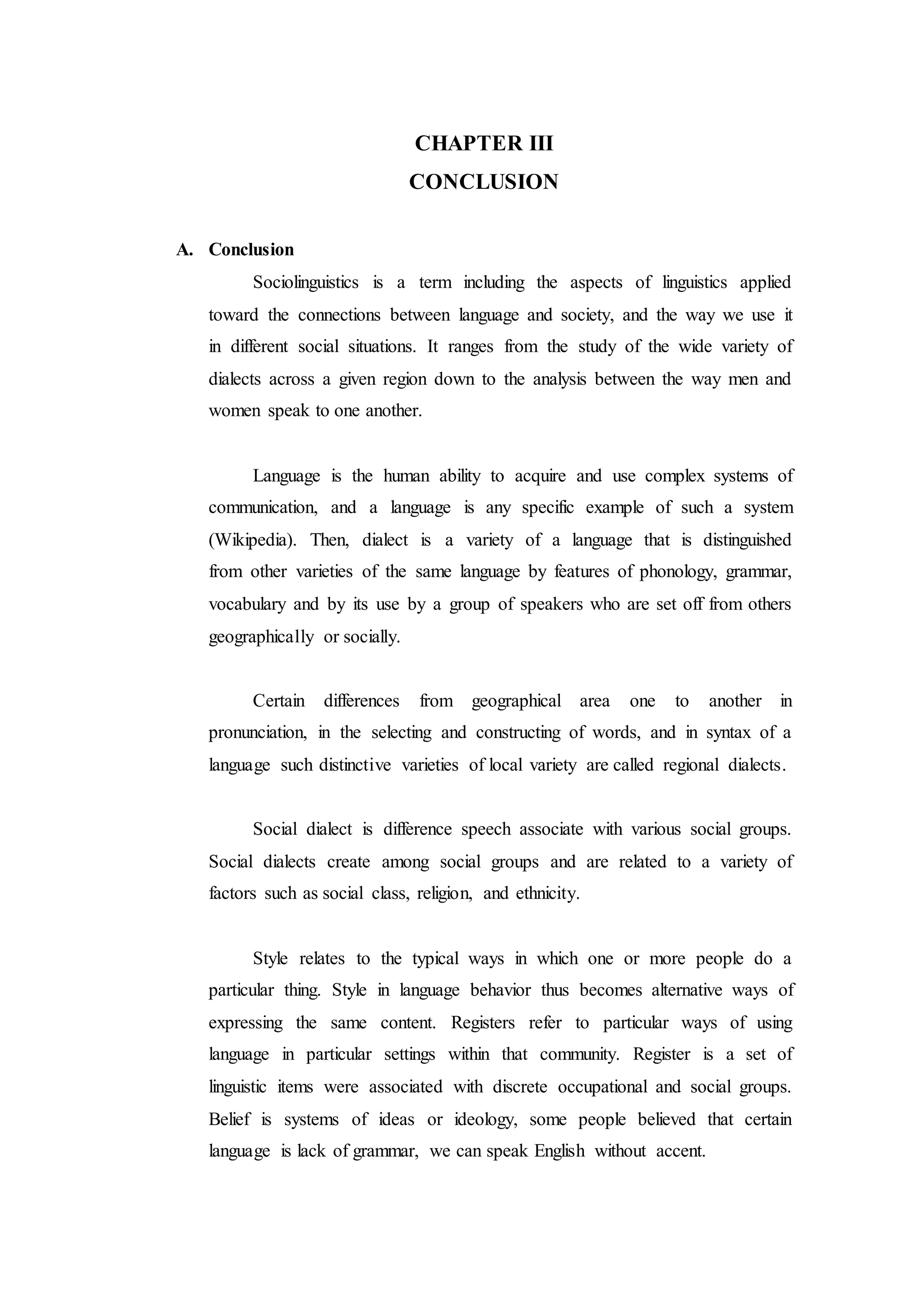 Sociolinguistics (Paper) | DOCX