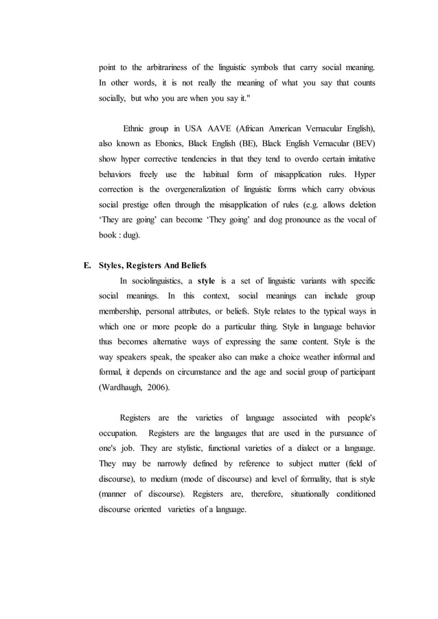 Sociolinguistics (Paper) | DOCX