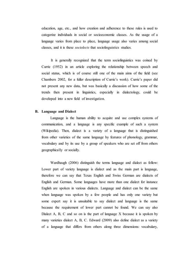 Sociolinguistics (Paper) | DOCX